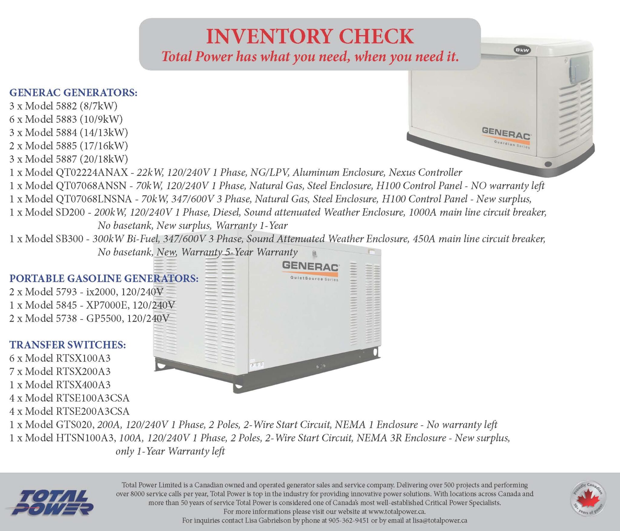 Inventory Check - Total Power